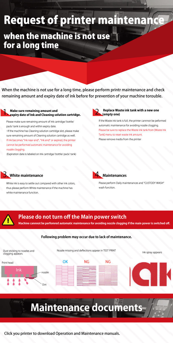 Request of printer maintenance when the machine is not use for a long ...